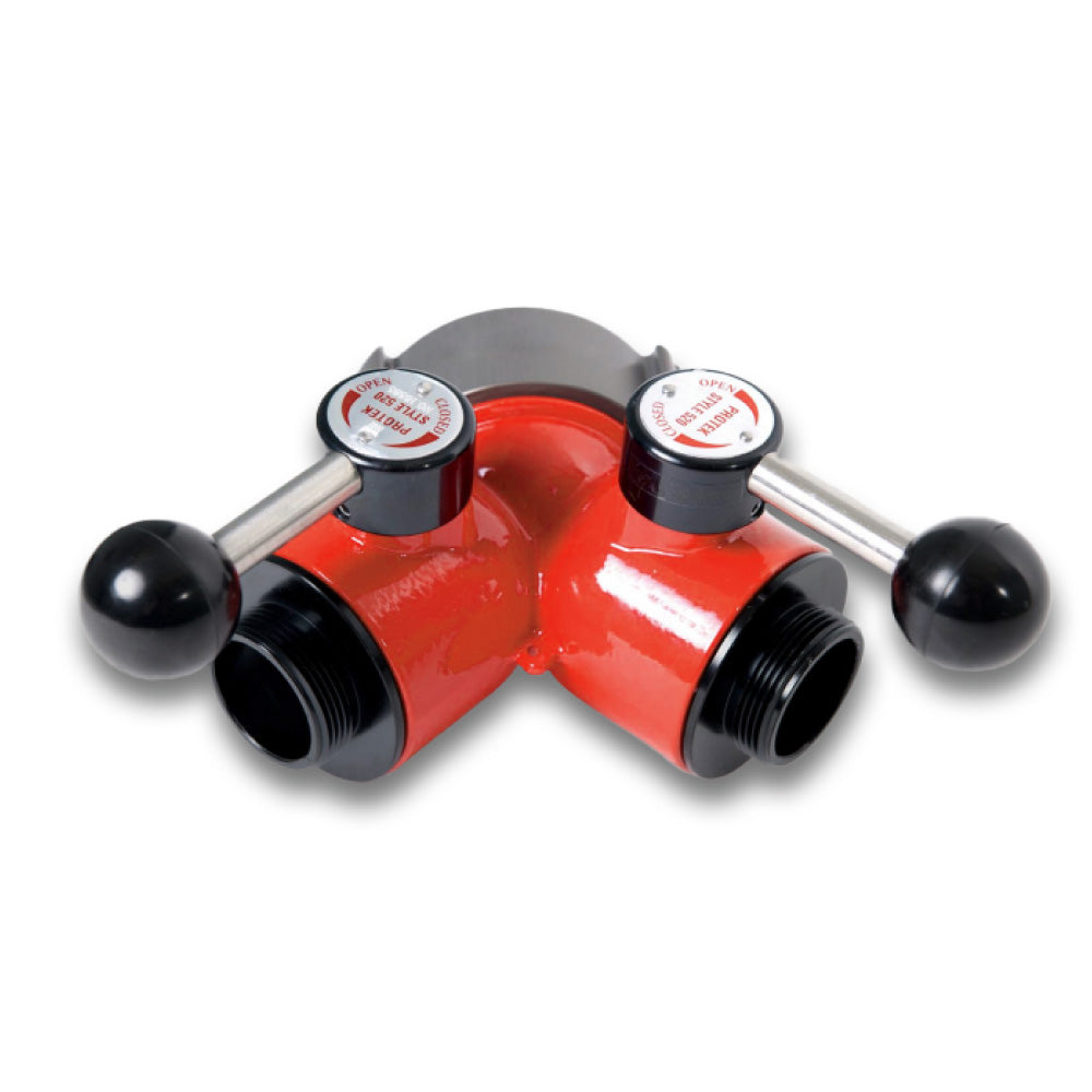 Aluminum Wye Valve 1-1/2" NPSH Inlet x 1" NPSH Outlets – FireHoseSupply.com