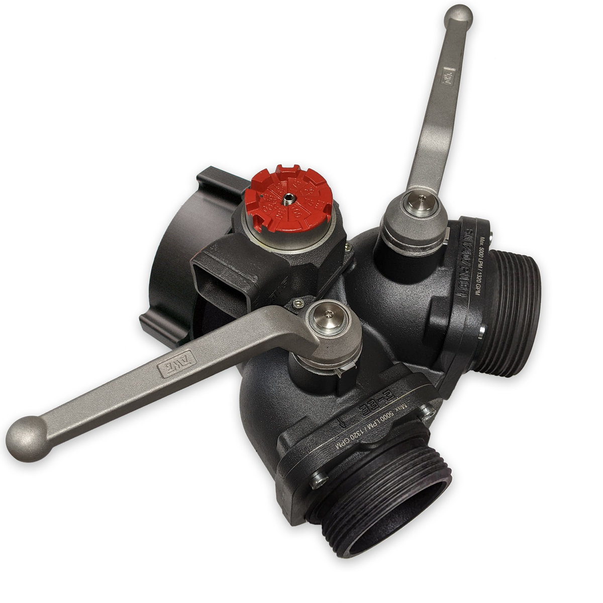 Aluminum Wye Valve 6" Female Inlet x 4" Male Outlets – FireHoseSupply.com
