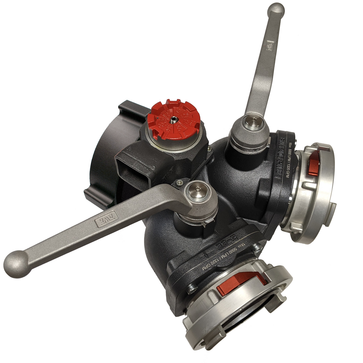 Aluminum Wye Valve 5" Female Inlet x 5" Storz Outlets – FireHoseSupply.com