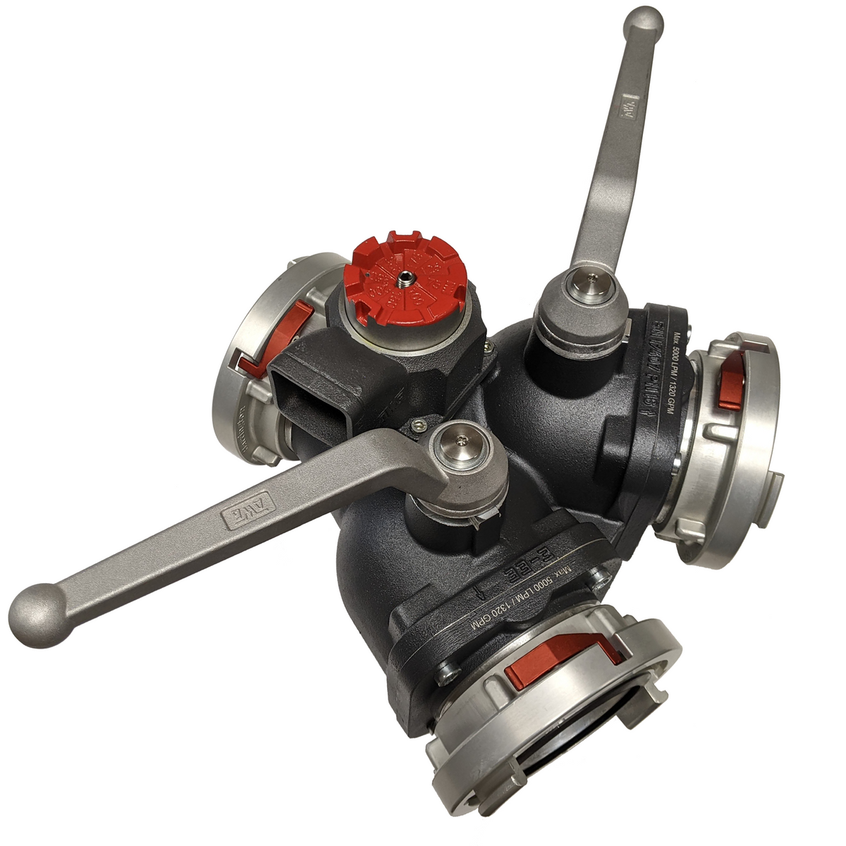 Aluminum Wye Valve 6" Storz Inlet x 4" Storz Outlets – FireHoseSupply.com