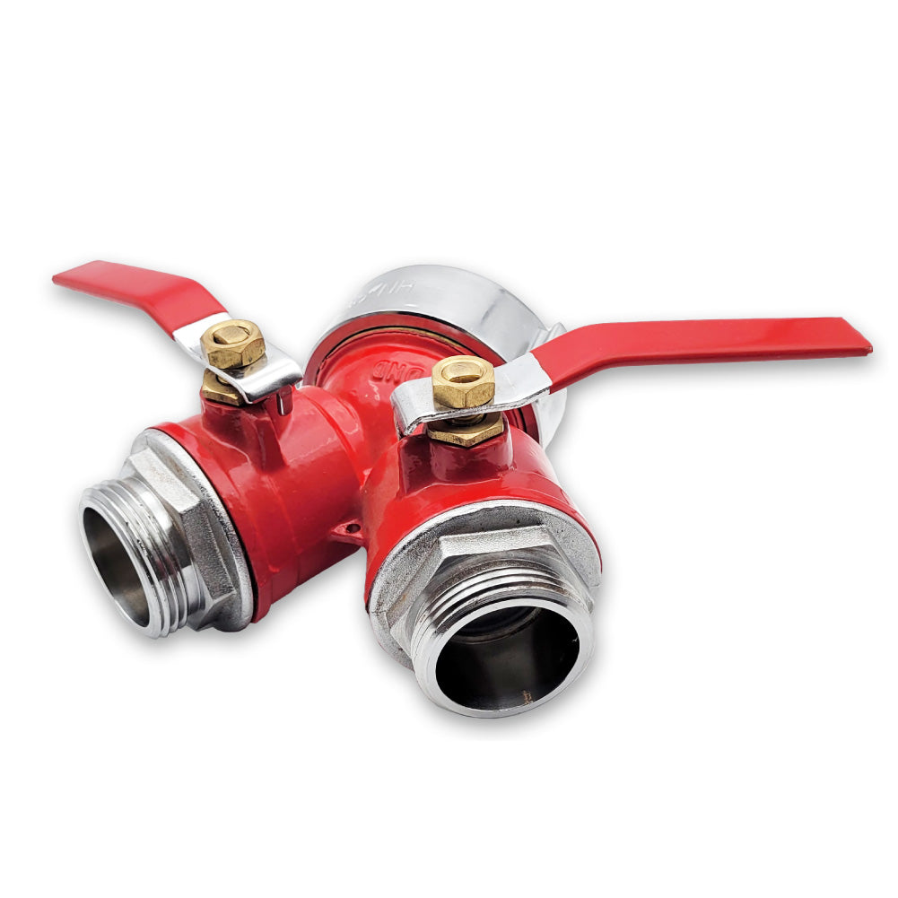 Chrome Plated Brass Wye Valve 2-1/2" NH-NST Inlet x 1-1/2" NH-NST Outl ...