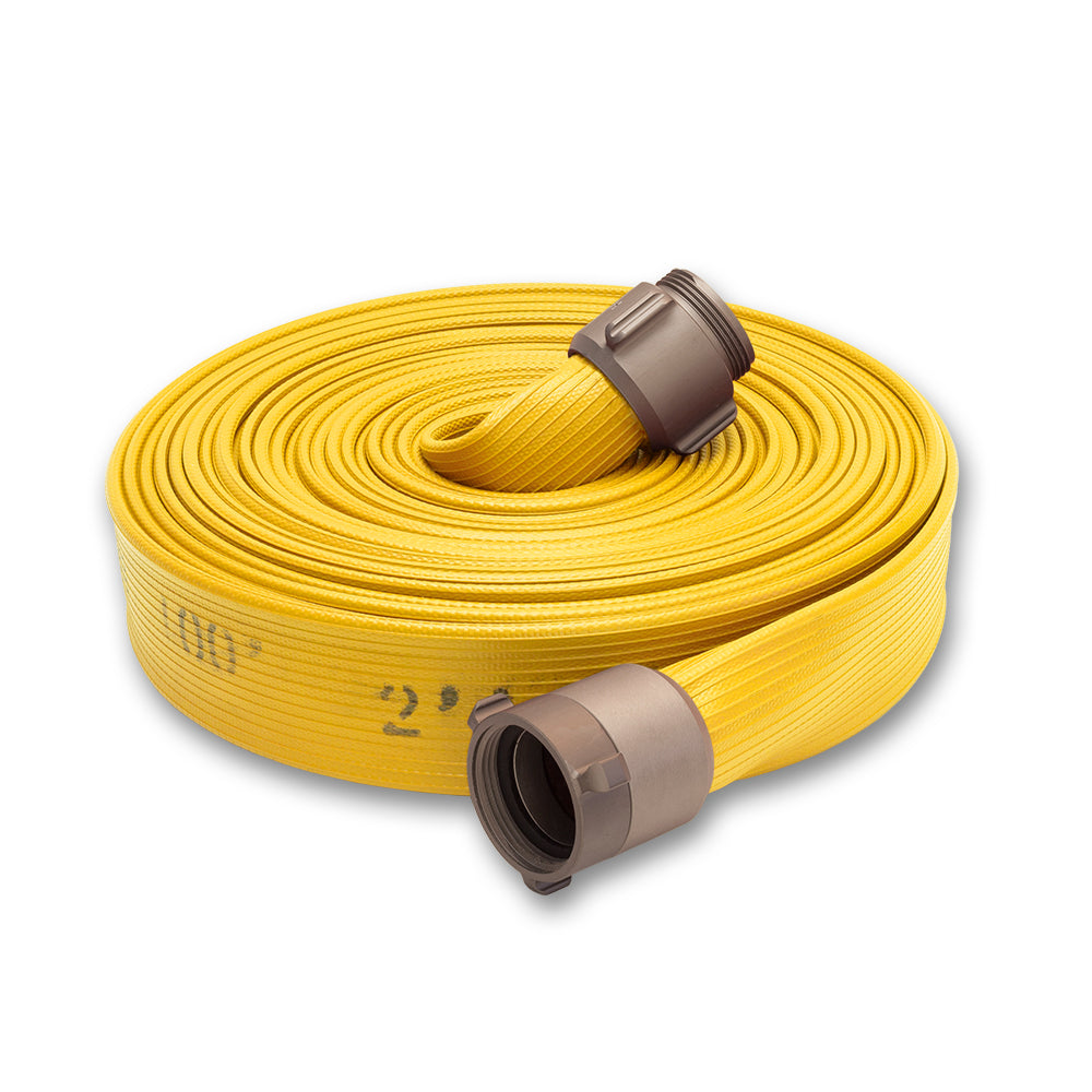2.5" Inch Rubber Covered Fire Hose Yellow & Red | FireHoseSupply.com