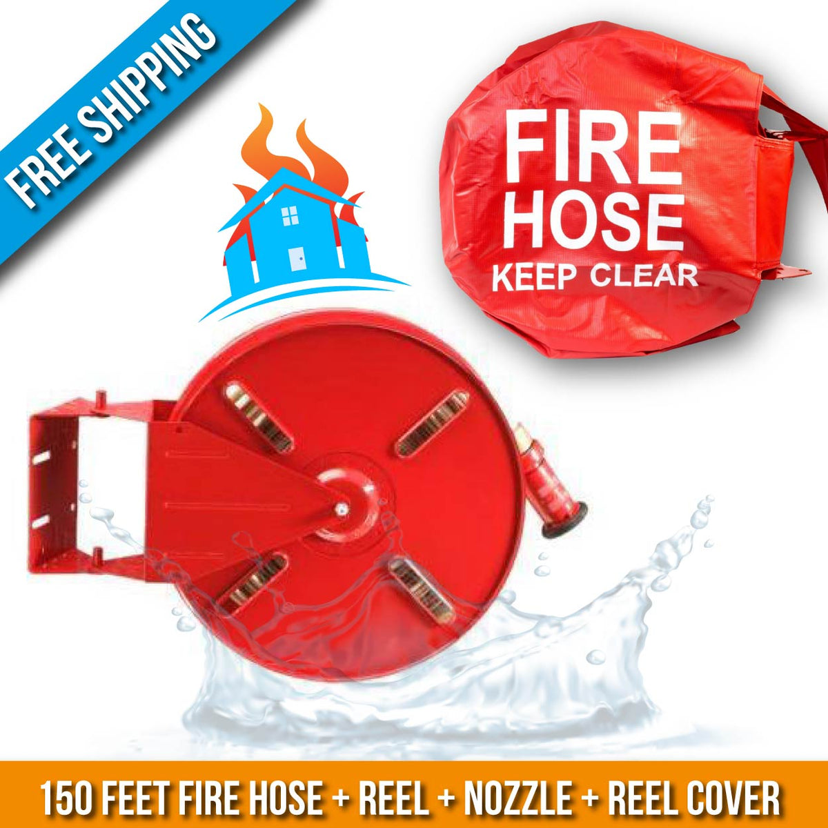 Residential & Commerial Swinging Fire Hose Reel Kit With Cover ...