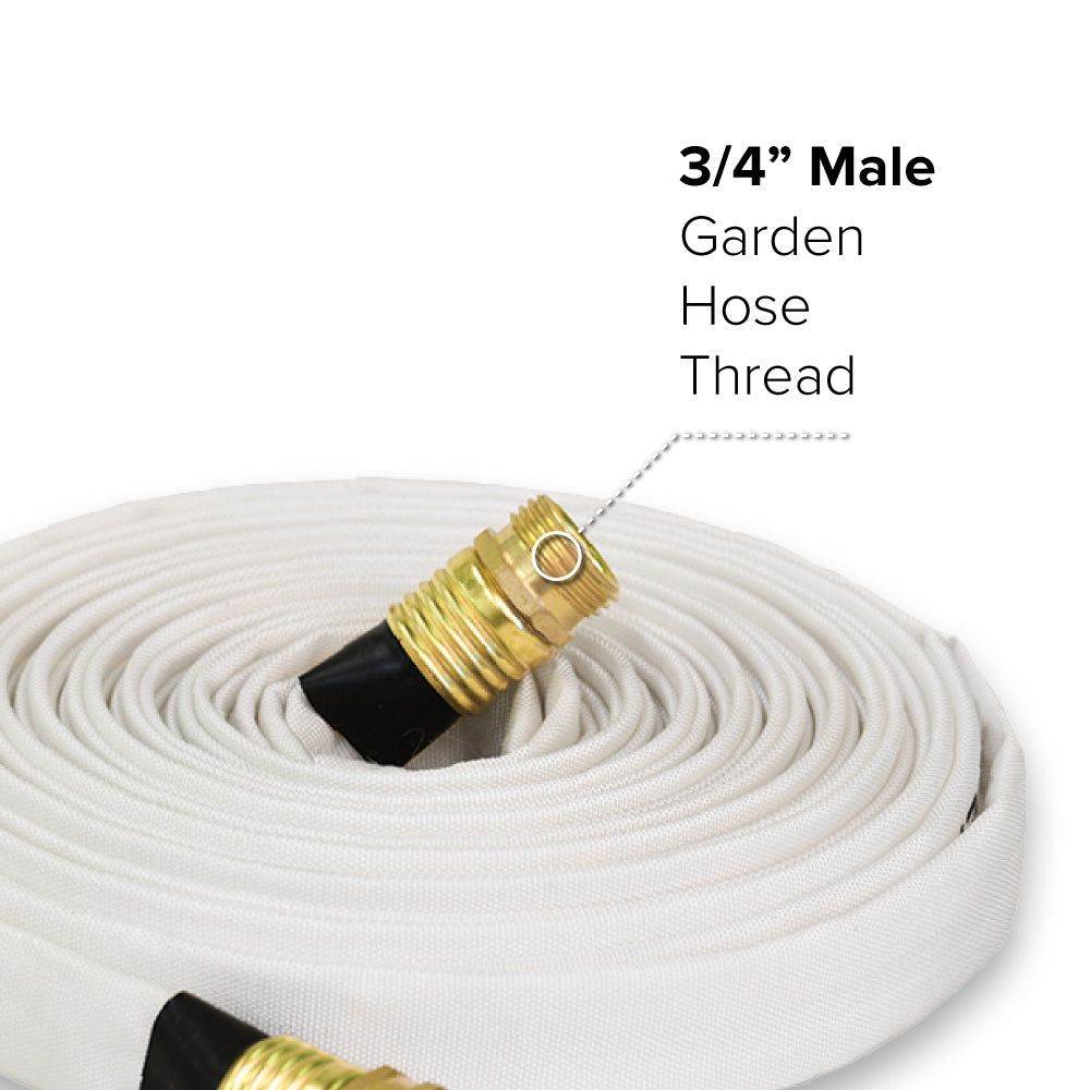 3/4" Inch Wildland Fire Hose (Brass GHT Fittings) White ...