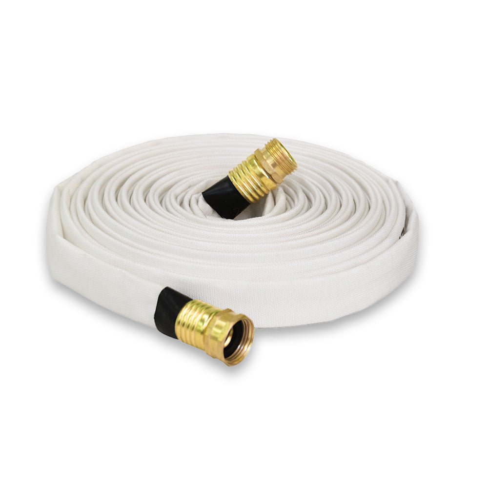 3/4" Inch Wildland Fire Hose (Brass GHT Fittings) White ...