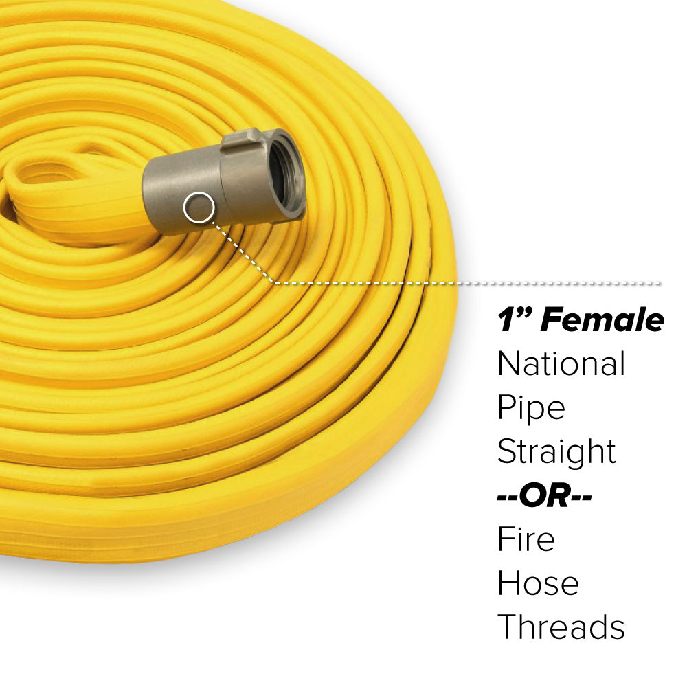 1" Inch Yellow Rubber Garden Fire Hose (Aluminum Pipe Fittings ...