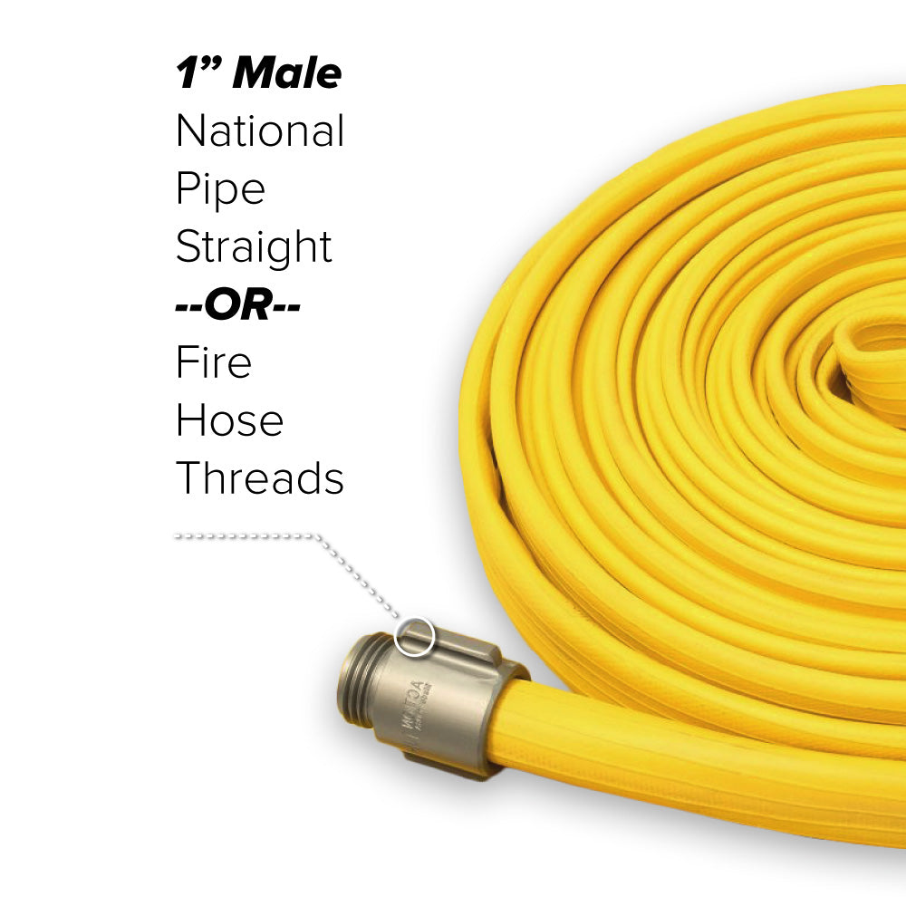 1" Inch Rubber Wildland Fire Hose (Aluminum Pipe Fittings) Yellow ...